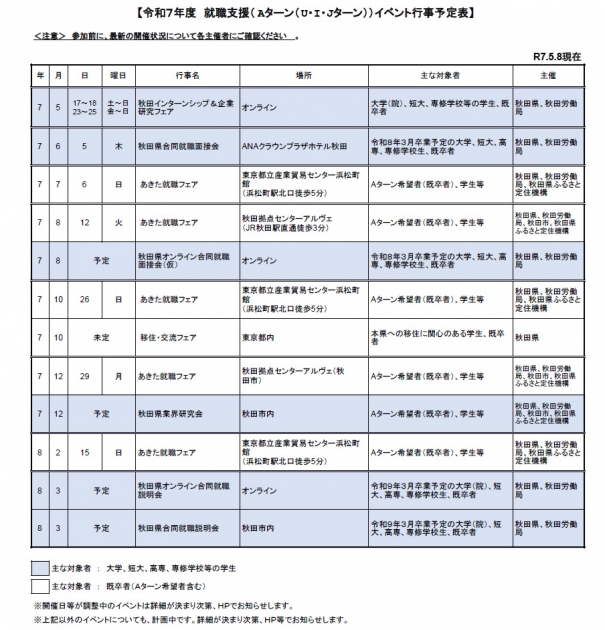 県内就職を応援！就職支援（Aターン（U・I・Jターン））イベントスケジュール | 秋田県就活情報サイト Kocchake! (こっちゃけ)